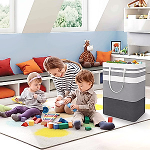 StorageRight Laundry Basket Hamper Large Collapsible Laundry Hamper with Easy Carry Handles，Freestanding Clothes Hampers for Laundry, Bedroom, Dorm, Clothes, Towels, Toys, 75L, Gradient Grey