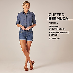 Lee Women's Legendary Mid-Rise Cuffed Bermuda Jean Short, Steadfast, 14