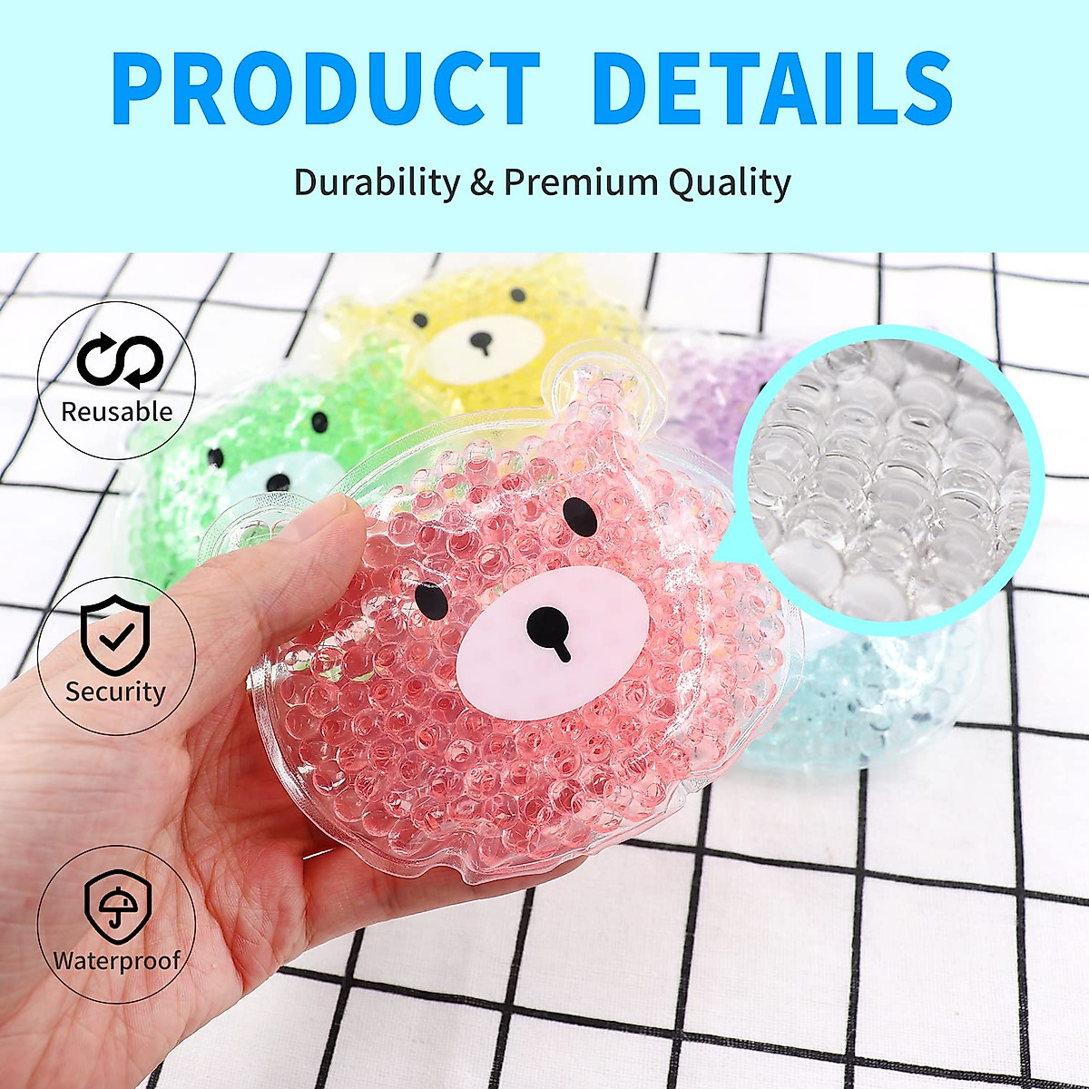 5 PCS Boo Boo Ice Packs, Kid Reusable Ice Pack, Auxiliary Fever Reduction, Hot Cold Pack for Kids Injuries, Wisdom Teeth, Baby Colic, Gas and Upset Stomach, Pain Relief, Fever, Headaches