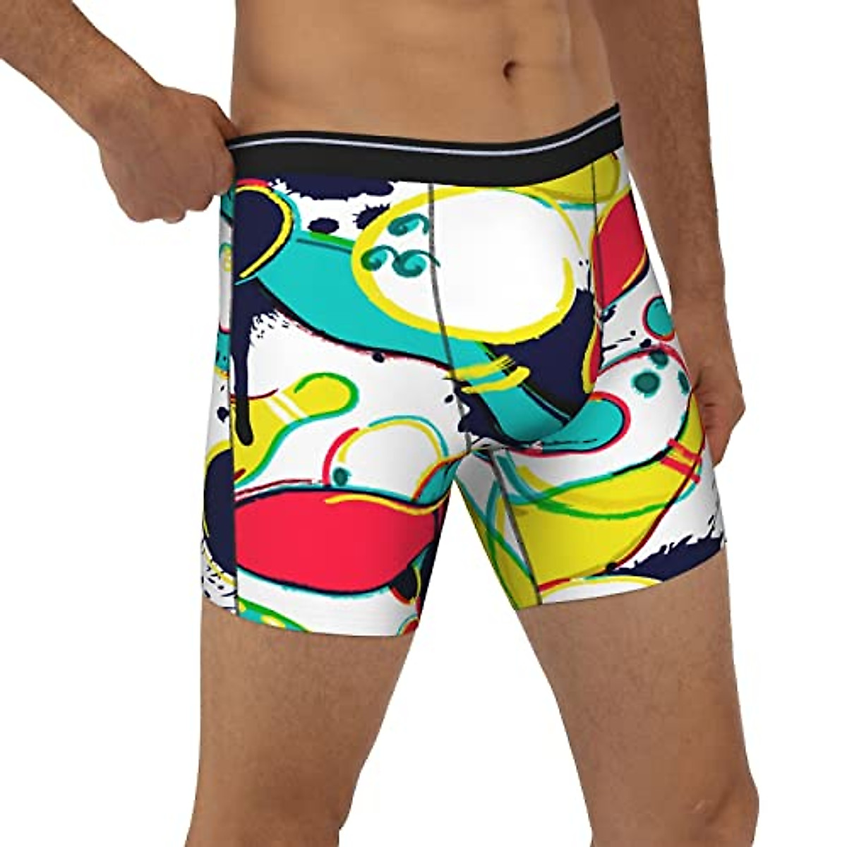 Men'S Long Leg Boxer Briefs Watercolor Bowling Ball Waistband Boxer Briefs