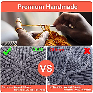 ROYBENS Swag Wool Knit Cuff Short Fisherman Beanie for Men Women, Winter Warm Hats, Black