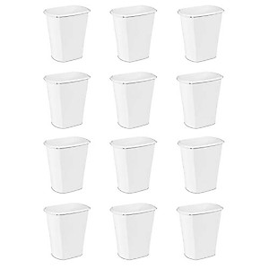 Sterilite 5.5 Gallon White Ultra Plastic Wastebasket Trash Can (12 Pack)
