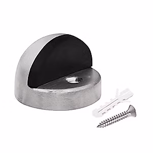 Premium Stainless Steel 316 Silicone Floor Mounted Door Stopper by NYCO Architectural Hardware- Heavy Duty Hemisphere Door Bumper for Wall Protection- Modern Universal Door Slam Stopper- 1.7”x1.3”