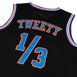 CNALLAR Youth Basketball Jersey 1/3 Tweety Space Movie Jersey 90S Kids Sport Shirt S-XL Black (Black, Youth Large)