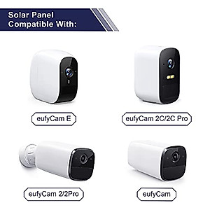 5W Solar Panels Compatible with Eufycam 2/2 Pro/2C/2C Pro/E, Waterproof Solar Powered Battery Charger for EufyCam with Visual LED Indicator, Wall Mounting Bracket Ground Stake -13ft Cable
