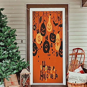 Burbuja Halloween Pumpkins Door Cover, Stretch Fabric Backdrop Door Porch Covers for Home Party Holidays Decoration, 36x97 in