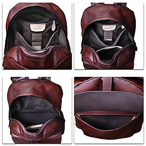 Genuine Leather Backpack for Women Vintage Travel Daypack Casual College Backbag Handmade Cowhide Rucksack (Coffee) Medium