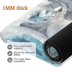 GOODOLD Christmas Snowman Yoga Mat, 71 x 26 Inch Non-slip Yoga Mats Folding Travel Exercise Mat Indoor Outdoor Gym Pilates with Storage Bag for Women Men