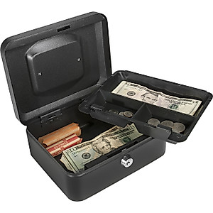 BARSKA 8-Inch Cash Box with Key Lock, Black
