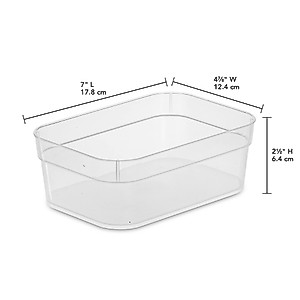Sterilite 13558608 Medium Storage Trays with Sturdy Banded Rim and Textured Bottom for Desktop and Drawer Organizing, 3-Pack, Clear