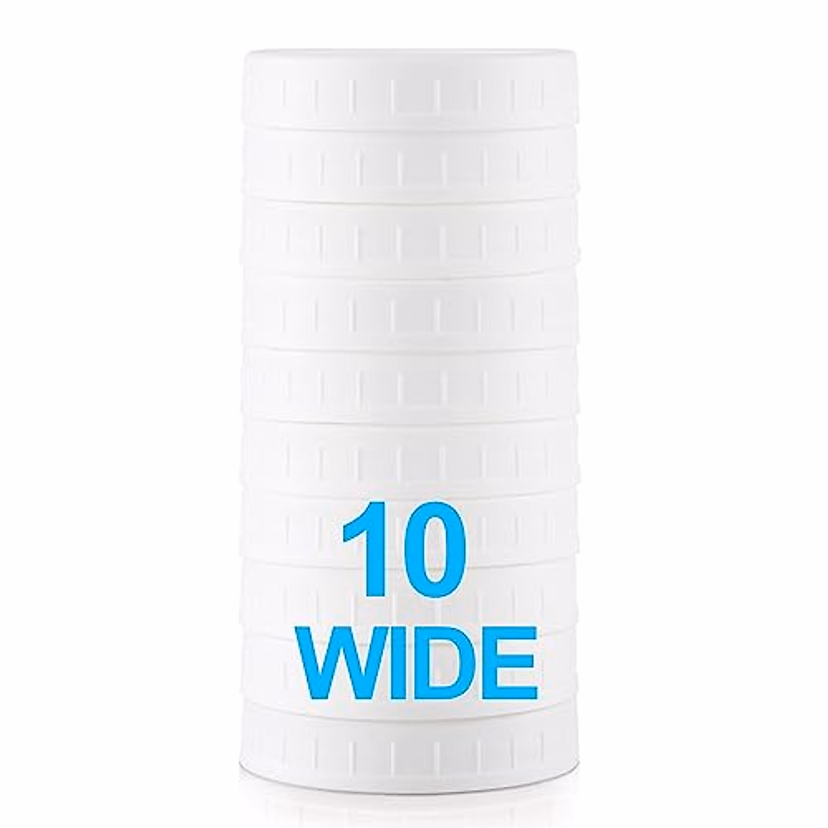 [10 Pack] WIDE Mouth Mason Jar Lids for Ball, Kerr and More - White Plastic Storage Caps for Mason/Canning Jars - Leak-Proof
