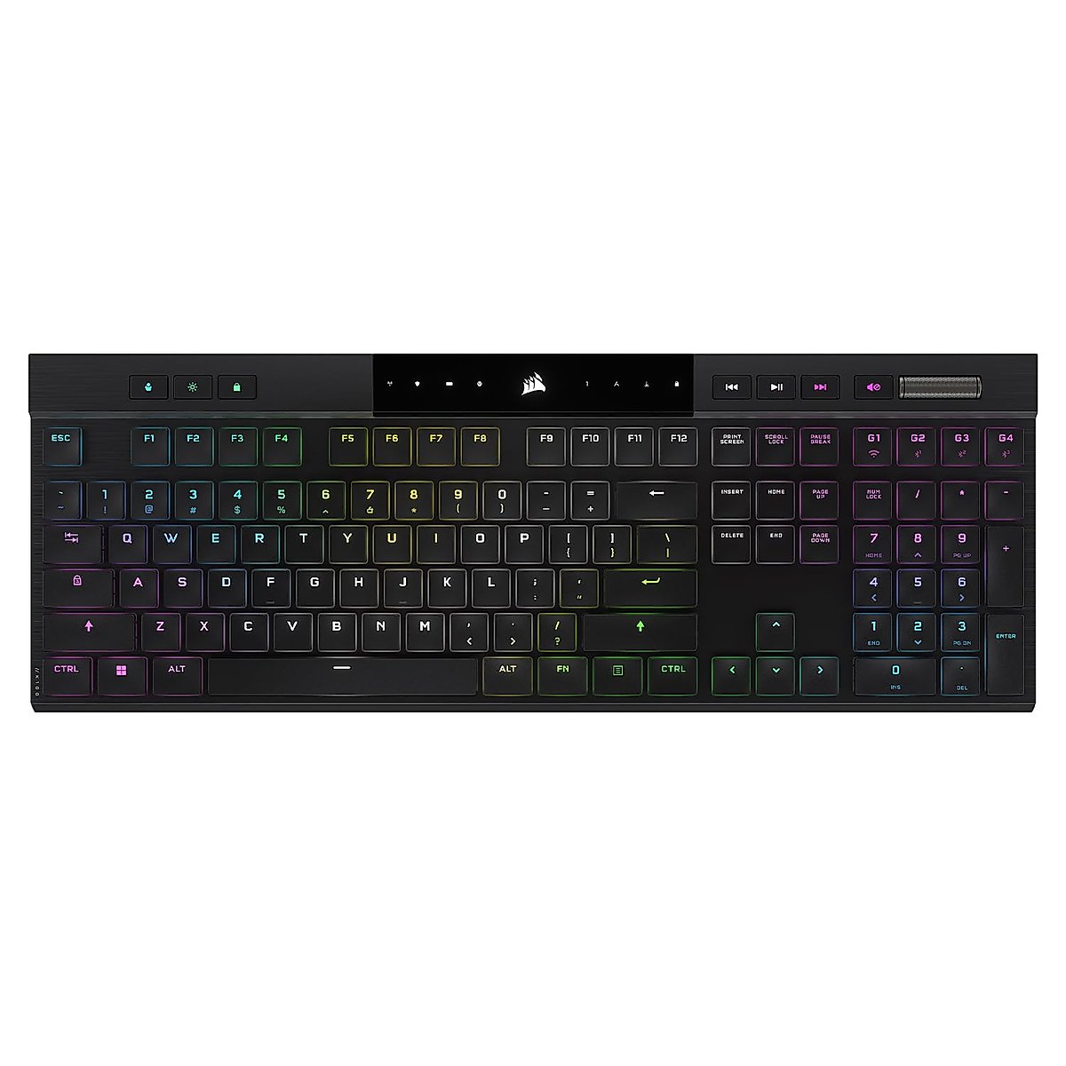 Corsair K100 AIR Wireless RGB Mechanical Gaming Keyboard - Ultra-Thin, Sub-1ms Slipstream , Low-Latency Bluetooth, Cherry MX Ultra Low Profile Keyswitches - NA Layout, QWERTY - Black