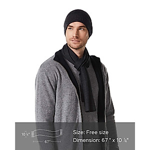 EURKEA Men's 100% Merino Wool Scarf, Beanie Hat Gift Box Set Charcoal