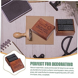 EXCEART 1 Set Seal Wood Decor Wooden Decor Letter Stamps for Clay Photo Album Stamp Scrapbooking Letters Rustic Letter Stamper Seals Scrapbook Stamps DIY Planner Stamp Envelope Brown Mini
