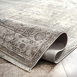 nuLOOM Vintage Harriet Medallion Fringe Area Rug, 8' x 10', Silver