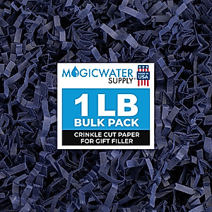 MagicWater Supply Crinkle Cut Paper Shred Filler (1 LB) for Gift Wrapping & Basket Filling - Navy Blue
