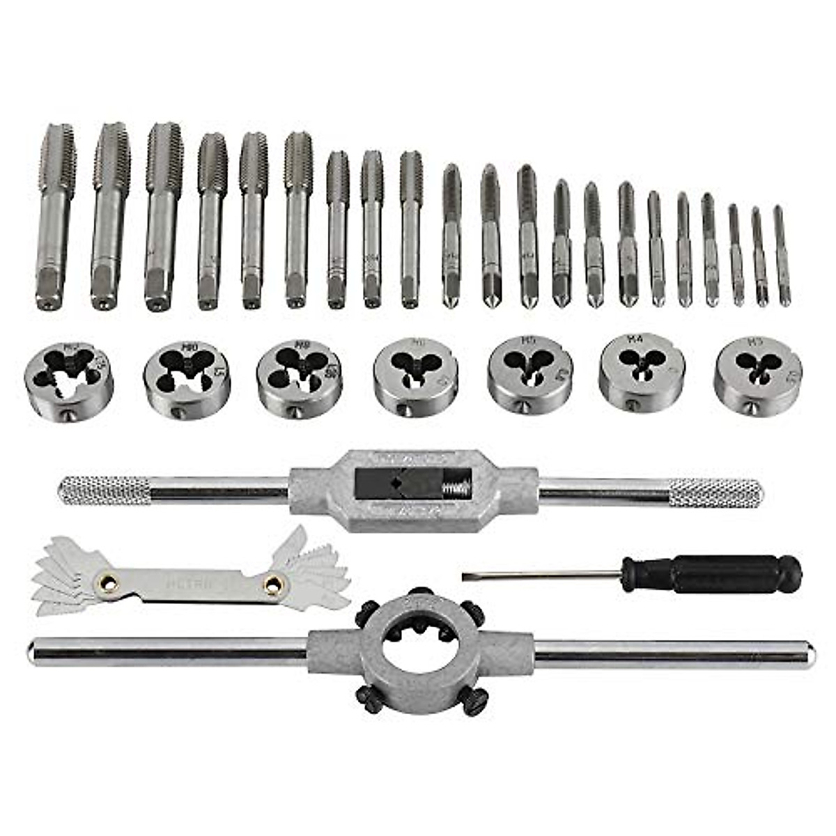 Toolly Tap and Die Set, 32pcs Metric Hardened Steel Tool Set, Essential Threading & Rethreading Tool with Storage Case
