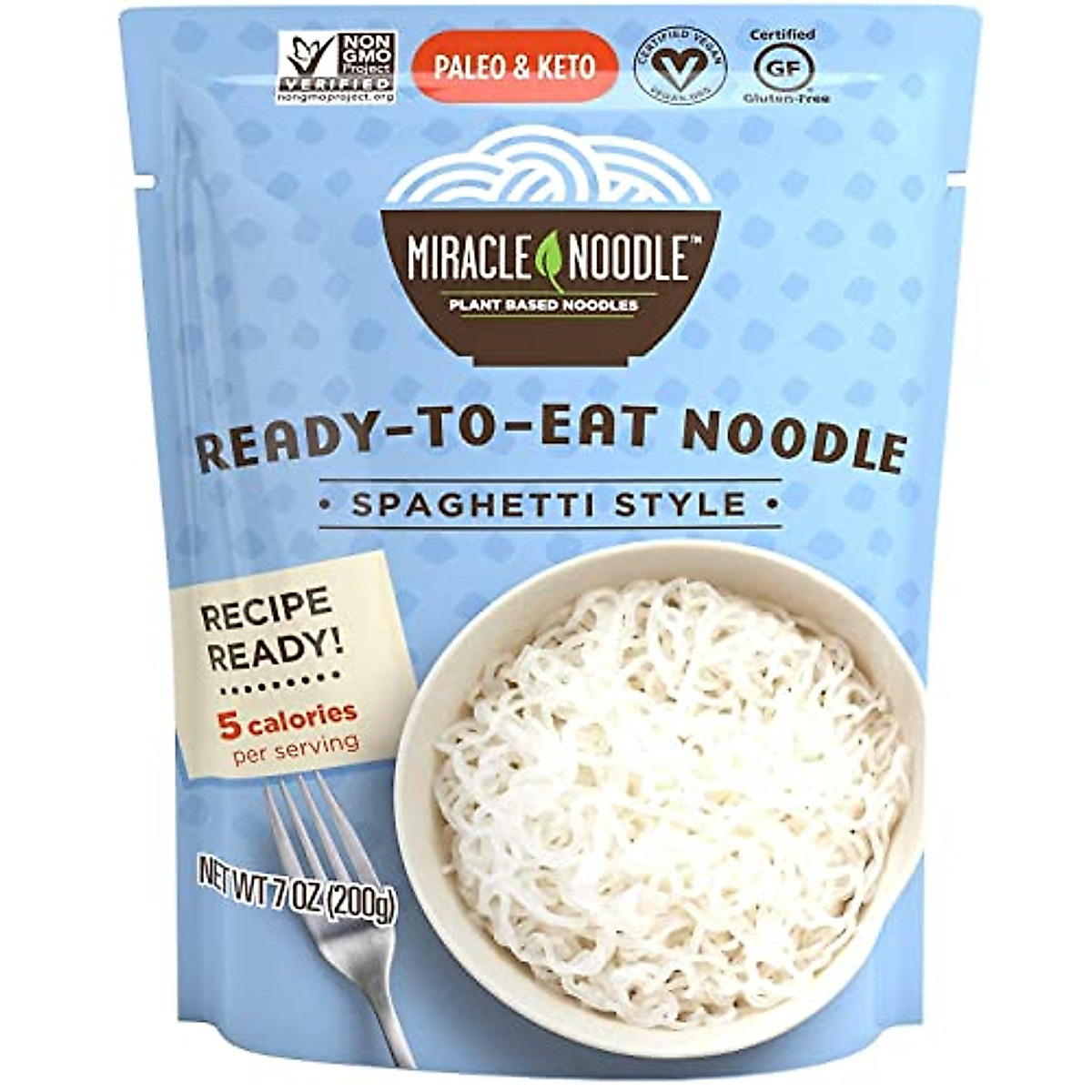 Miracle Noodle Spaghetti Noodles - Shirataki Noodles. Ready To Eat, Konjac, Low Carb, Keto, Paleo, Vegan, Gluten Free, Low-Calorie Pasta - 7 Oz, 6-Pack