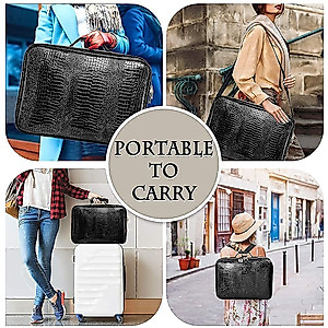 Oewoer Travel Makeup Train Case PU Leather Professional Makeup Case 16" with Adjustable Strap Portable Cosmetic Organizer Artist Storage Bag for Toiletry Jewelry Digital Accessories (L-Black)