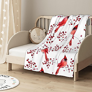LAKIMCT Cute Winter Cardinal Birds Blanket for Couch Bed Throw Blanket, Aesthetic Decorative Blanket for Travel Camping Comfy Blanket, Full Size Blanket, 30x40 inch