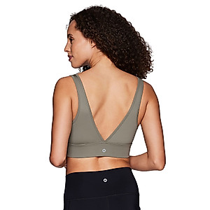 RBX Women's Sports Bra Low Impact Yoga Gym Zip Front Sports Bra Zip Smoke Sage L