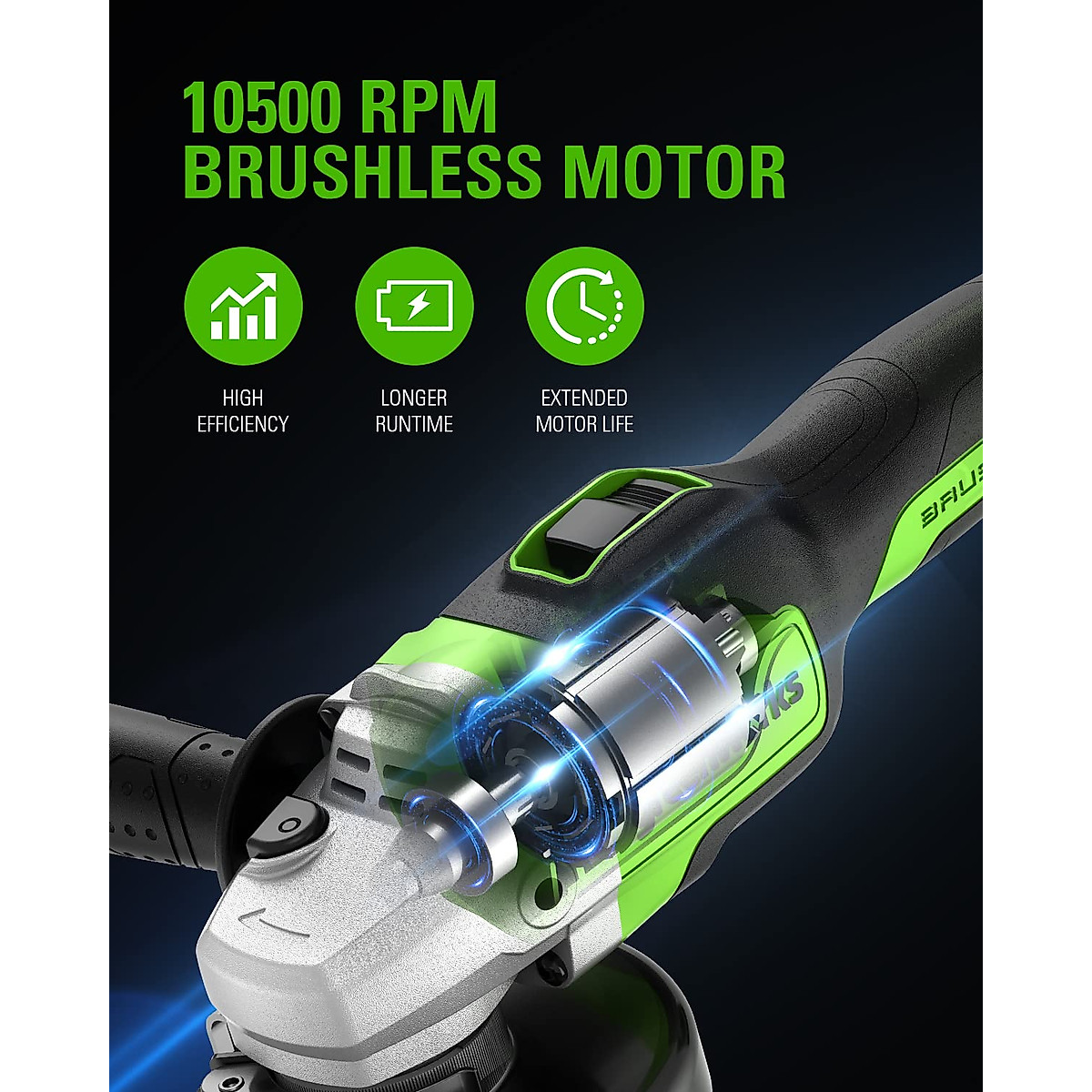 Greenworks 24V Angle Grinder Brushless Cordless, 4-1/2-Inch, with 4AH Battery and 2A Charger