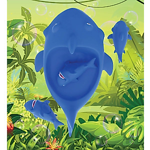 Dollibu Family Animal Bath Squirters 4 Piece Bath Toy Set, Toddler Bath Toys for Bathtime & Water Fun, Girls & Boys Floating Rubber Squirt Toys, Floaty Pool Toys for Toddlers & Kids - Blue Shark