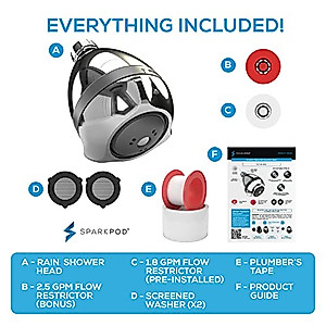 SparkPod 3 Inch Power Pressure Boosting Shower Head - Shower Water Pressure Booster - High Pressure Shower Heads for Low Water Pressure Homes - Rain & Massage 3-Setting Shower Heads (Polished Chrome)