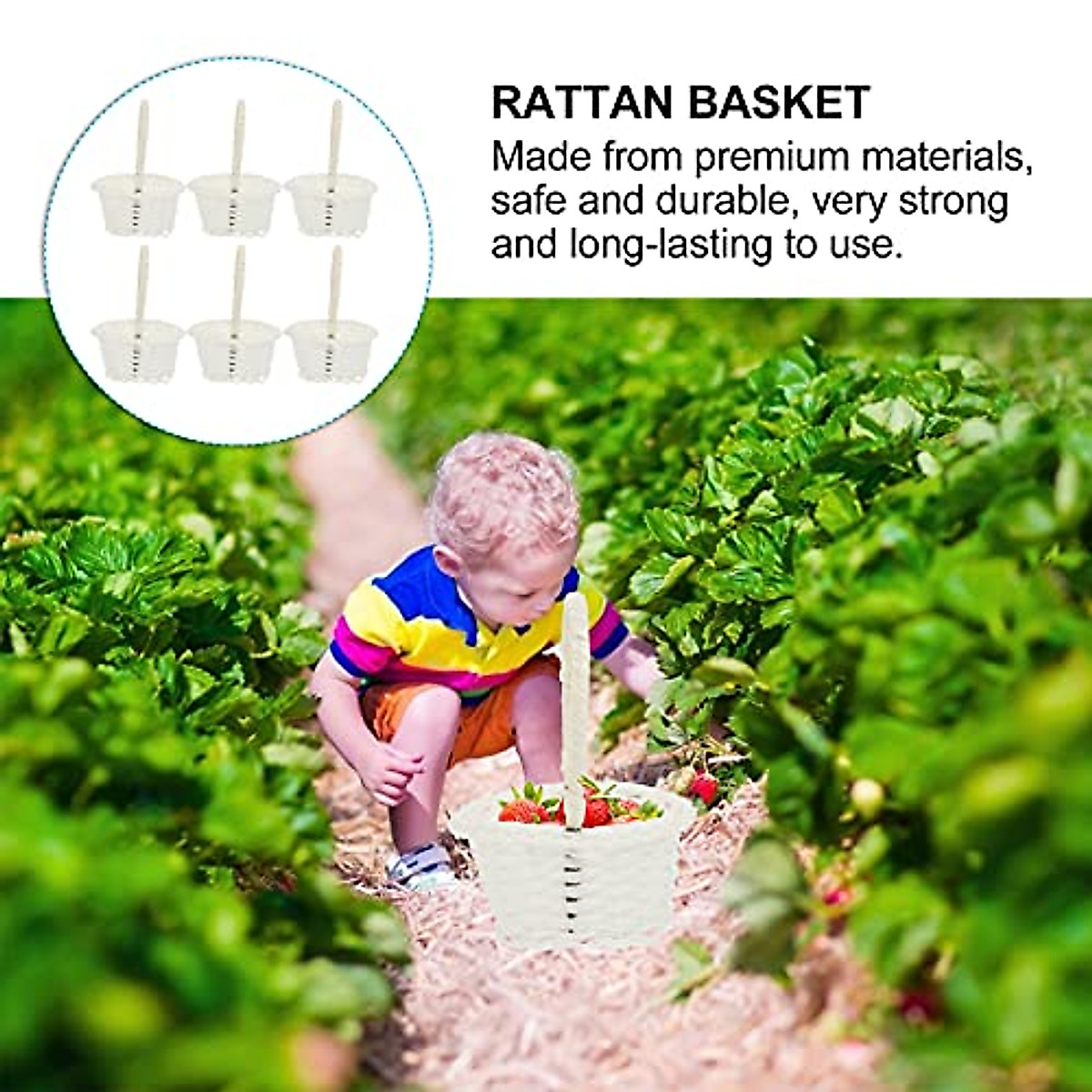 Hemoton 6pcs Wicker Picnic Basket Bamboo Rattan Woven Fruit Basket Wedding Flower Basket for Camping Outdoor Wedding Party Toy Storage Basket Size