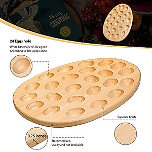 Reversible Wood Deviled Egg Platter and Charcuterie Board Thicken Size Egg Holder Countertop Refrigerator Egg Containers for Easter Egg Deviled Egg Board (Egg Shape)