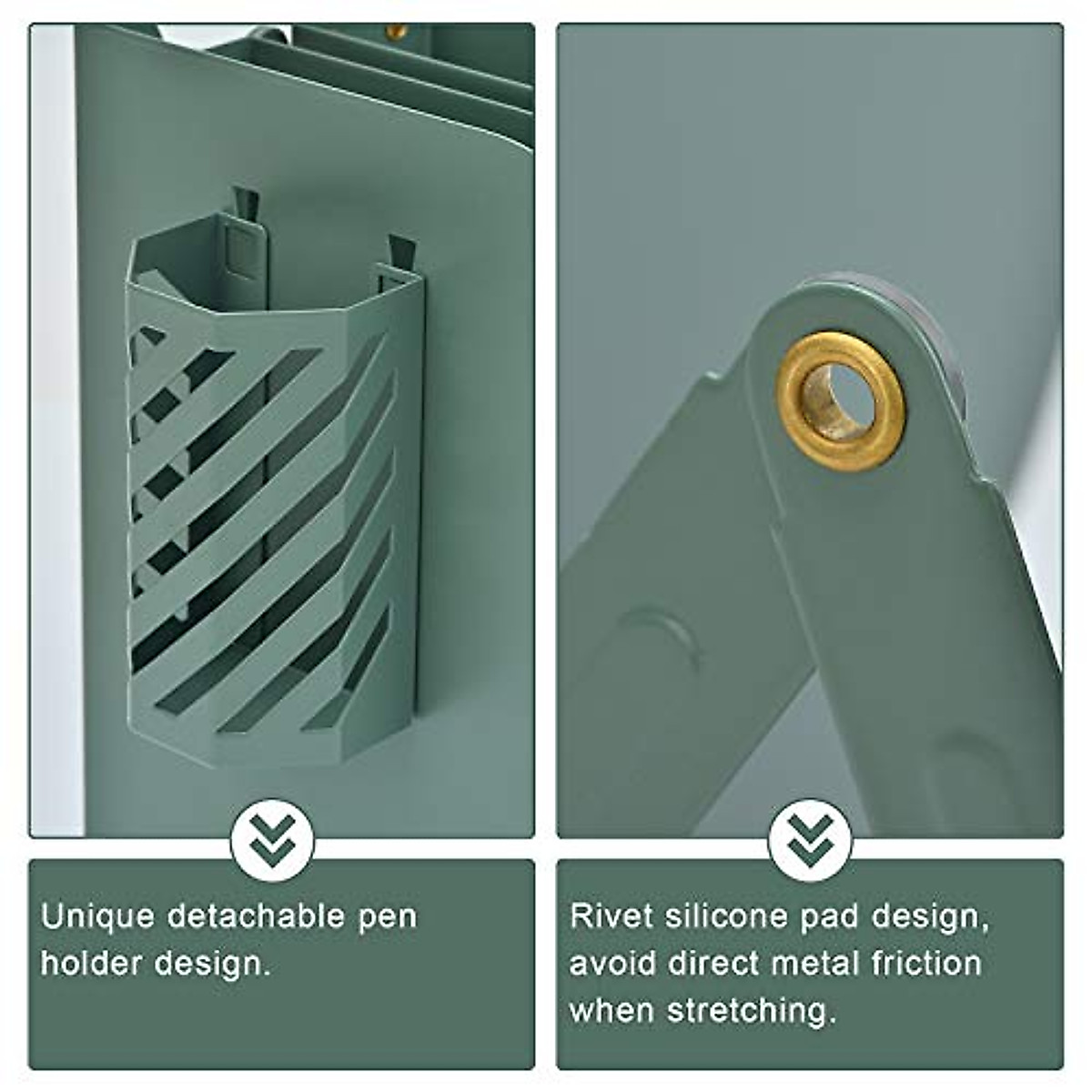 Shoccolt Adjustable Bookends Book Holders for 3 Compartments Heavy Duty Metal Steel Book Stand Desktop Organizer Expandable Bookshelf with Pen Holder for Home Office School Library (Green)