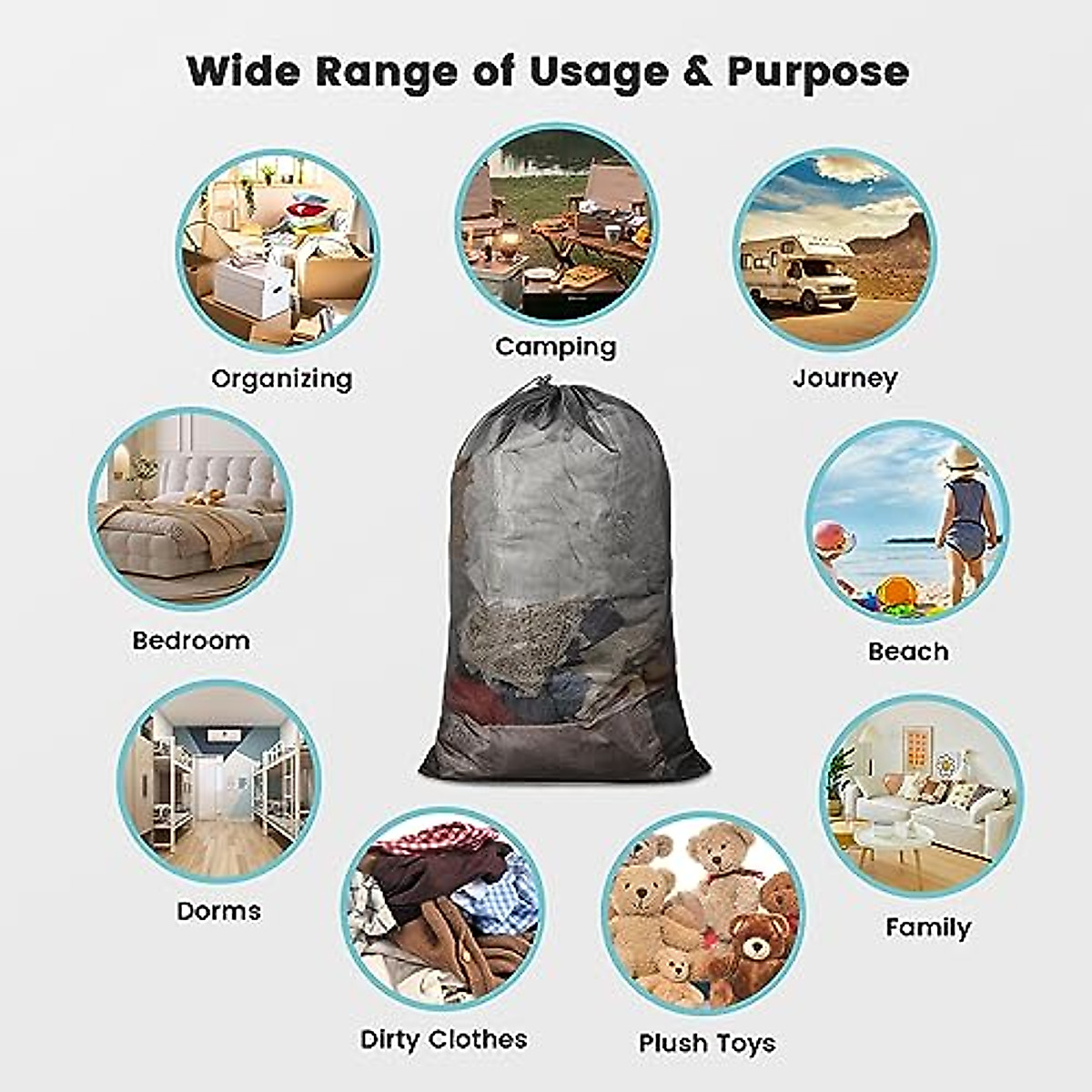 Set of 3 Mesh Laundry Bags Travel Storage Bag, Clothing Washing Bags for Laundry, Blouse, Bra, Hosiery, Stocking, Underwear, Lingerie Seamei (Black-3)