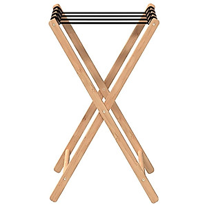 vidaXL 27"x15"x22.8" Foldable Luggage Rack -Natural Bamboo Suitcase Stand with Waterbase Finish, Ample Storage, and High Load Capacity