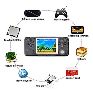 Handheld Game Console ,Retro Game Console Built-in 3000 Classic Game Console 3 Inch Screen Portable Video Game Console - Transparent Black