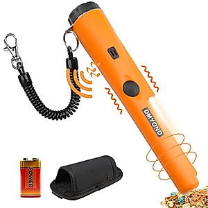 Metal Detector Pinpointer, Professional Waterproof Handheld Pin Pointer Wand, Search Treasure Pinpointing Finder Probe with 9V Battery and LED for Adults, Kids - Orange