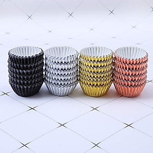 Elcoho 600 Pieces 1.25 Inch Mini Size Foil Metallic Cupcake Liners Muffin Paper Cases Baking Cups