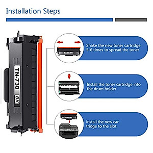 2-Pack TN730 Black TN-730 Standard Yield Toner Cartridge TN-730 Replacement for Brother DCP-L2550DW MFC-L2710DW L2750DW L2750DWXL HL-L2350DW L2370DW/DWXL L2390DW L2395DW Printer | BIGSPCE TN730