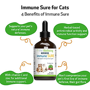 Pet Wellbeing Immune Sure for Dogs & Cats - Vet-Formulated - Immune System Support & Protections - Natural Herbal Supplement 4 oz (118 ml)