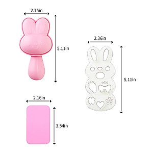 Rice Ball Molds for Kids Cute Rabbit Pattern Sushi Mold Rice Shaper Onigiri Mold Bento Accessories DIY Kitchen Tools with Nori Seaweed Punch Cutter