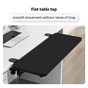 HONJIE Ergonomics Desk Extender Tray, Suitable for Office. Foldable, Punch-Free Clamp on.Computer Keyborad Tray, Desk Extension Board.(25.2"*9.45"(64cm*24cm), Carbon)