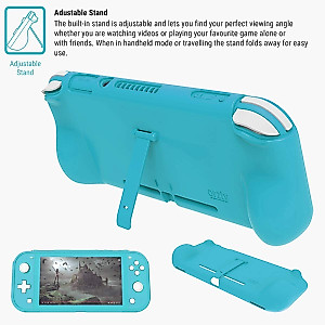 Orzly Carry Case and Comfort Grip in Turquoise for Switch Lite - Bundle