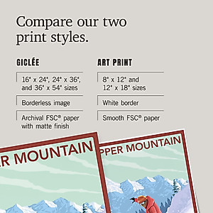 Lantern Press 16x24 Inch Giclee Art Print Wall Decor, Copper Mountain, Colorado, Downhill Snowboarder