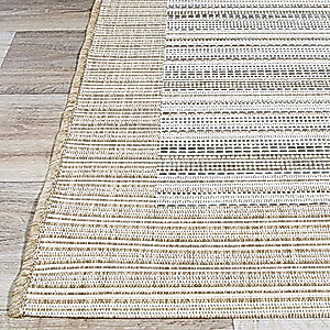 Couristan Monaco Indoor/Outdoor Area Rug for Patios, Decks, Kitchens, and Laundry Rooms, All-Weather, Pet-Friendly and Easy to Clean, Bowline Pattern in Cocoa Natural-Ivory, 5'10" x 9'2"