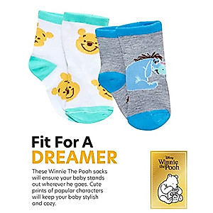 Disney Baby Boys Socks - 12 Pack Soft Newborn Baby Socks Character Prints - Cute Newborn and Infant Socks (0-24M), Size 0-6 Months, Winnie the Pooh