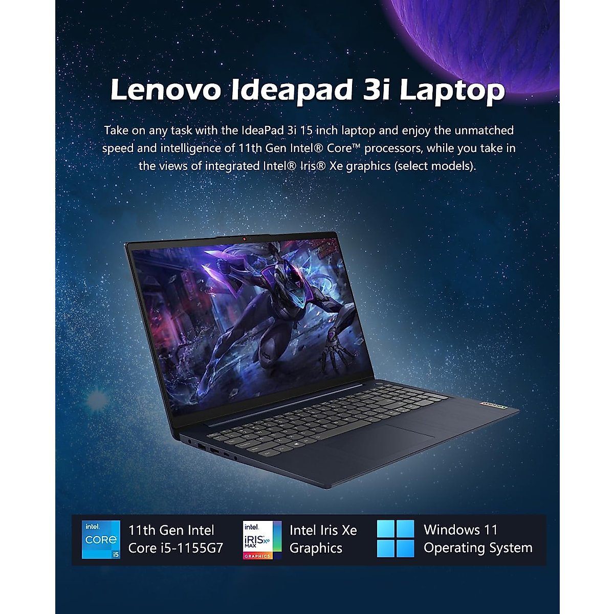 Lenovo Ideapad 3i 15.6" FHD Touch Laptop for Business, Student, Intel 11th Generation Core i5, 36GB DDR4 Memory, 2TB SSD, Intel Iris X Graphics, HDMI, Windows 11,Abyss Blue, W/GaLiMu