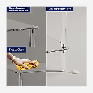 HMYHUM Acrylic Side Table/End Table for Living Room, Small Nightstand/Bedside Table for Bedroom, Home Accent Table, 2-Tier, 15.7" L x 11.8" W x 20" H, Clear