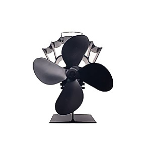 UXZDX CUJUX 4 Blades Black Fireplace Heat Powered Stove Fan Heat Self-Powered Log Wood Stove Top (Color : Black, Size : 230 * 140 * 75mm)