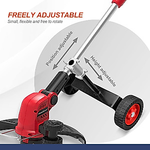 KALAWW Adjustable String Trimmer Support Wheel Attachment 28mm(1.1 inch) and 26mm(1inch) for Weed String Trimmer Grass Cutter Parts Gas String Trimmer Petrol/Electric Brushcutter Strimmer