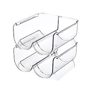 BESTonZON 2 Pack Plastic Water Bottle Organizer, Stackable Bottle Holder Storage Rack for Cabinet, Kitchen Countertop, Pantry Organization, Fridge, Free- Standing Cup Organizer Hold 4 Bottles, Clear