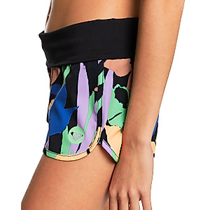 Roxy Women's Standard Board Tummy Control, Quick-Dry Swim, 4-Way Stretch, 2" Inseam Beach Shorts, UPF+ 50 Sun Protection, Anthracite Flower Jammin 231, Medium